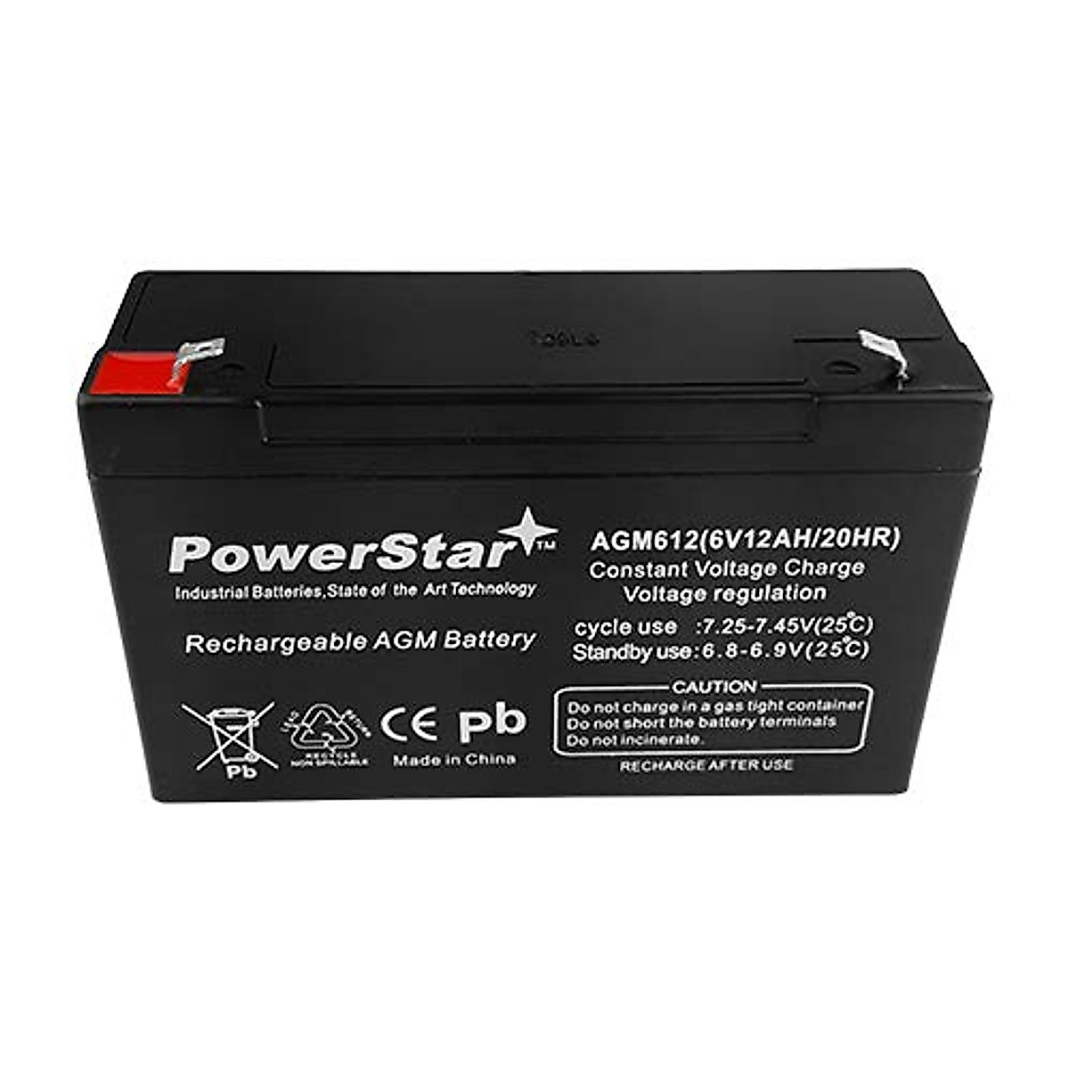 PowerStar New 2pc 6V 12Ah SLA Battery WB6120F2 for UB6120, D5778, PS6100