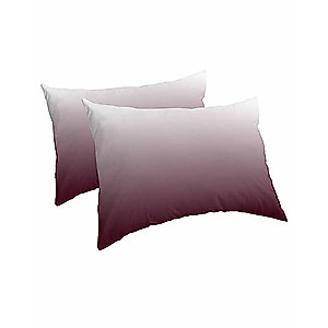 Edwiinsa Wine Red Ombre Pillow Covers Standard Size Set of 2 20x26 Bed Pillow, White Modern Abstract Art Aesthetics Plush Soft Comfort for Hair/Skin Cooling Pillowcases with Envelop Closure