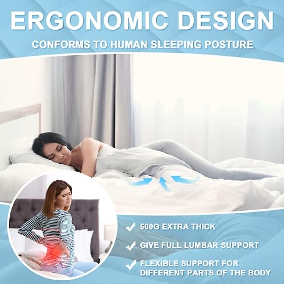 JTE Twin Mattress Pad for Back Pain, 100% Waterproof Extra Thick Quilted Fitted Mattress Protector, Breathable Cooling Mattress Topper Bed Cover Pillow Top 8-21" Deep Pocket(39 * 75 Inches, White)