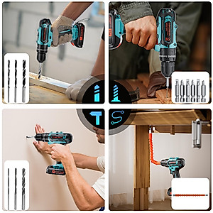 Olubfdh 21V Cordless Drill with Battery and Charger, Electric drill Set, Power Drill Cordless with 3/8 Inch Keyless Chuck, 25+ 3 Clutch, Work Light, Max torque 45Nm, 2-Variable Speed