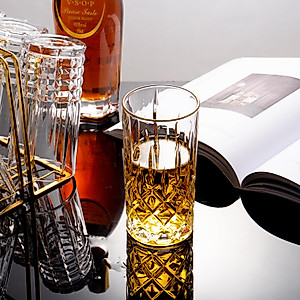 binsakao Highball Glasses Collins Tall Beverage Set of 6, 14 Ounce Cups Glassware for Drinks, Water, Beer, Soda