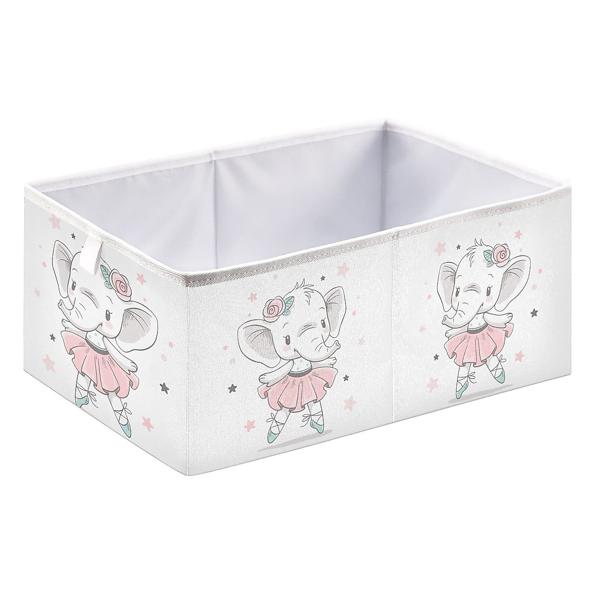 DOMIKING Cute Baby Elephant Pink Tutu Storage Baskets for Shelves Foldable Collapsible Storage Box Bins with Fabric Bins Cube Toys Organizers for Pantry Bathroom Baby Cloth Nursery,11 x 11inch