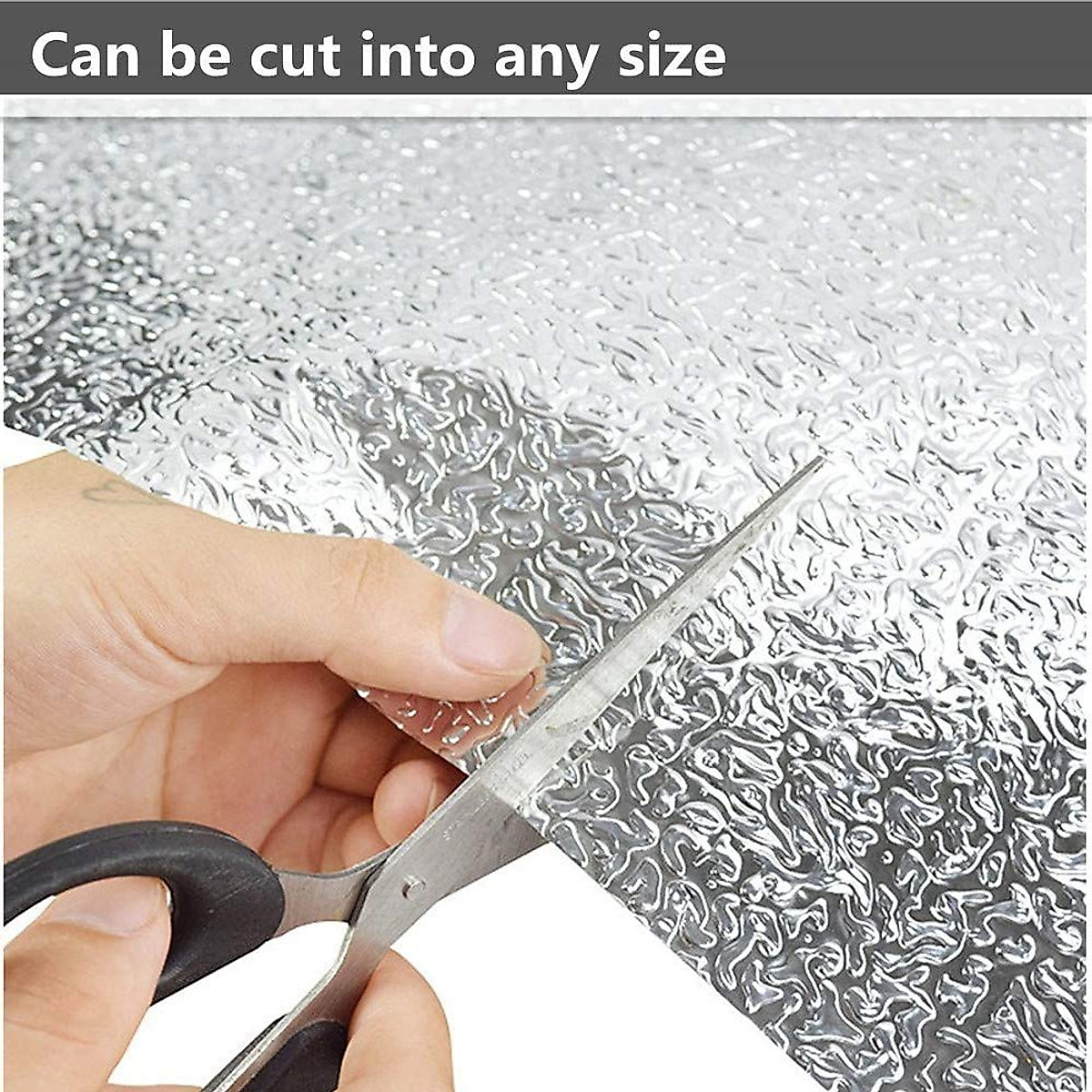 Soqool Adhesive Shelf Liners Kitchen Backsplash Sticker Oil Proof Sticker Waterproof Sticker, Aluminum Foil Sticker for Kitchen Drawer/Cabinets/Countertop 15.7"x78.7"