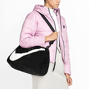 Nike Sportswear Faux Fur Tote Bag Purse (10L) (Black/Sail)