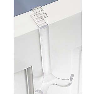 InterDesign Clarity Adjustable Over Door Double Organizer Hook for Coats, Hats, Robes, Clothes or Towels, Clear