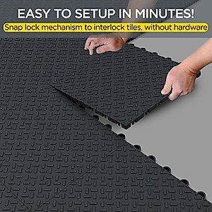 Garage Floor Tiles Pack of 48 Interlocking Garage Flooring Tiles Oil and Stain Resistant Antislip 12x12 Inch Modular Garage Tiles with 40000 lbs Load Capacity for Garage Floor System and Shed Flooring