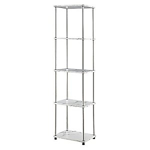 Convenience Concepts Designs2Go No Tools 5-Tier Tower, Faux White Marble/Chrome