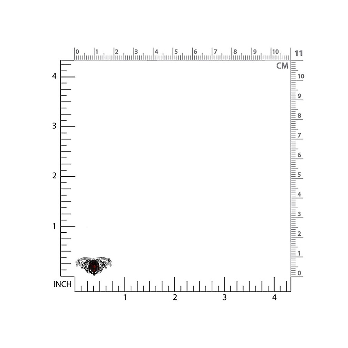 Silvershake 1.45ct. Natural Garnet 925 Sterling Silver Flower and Leaf Vintage Inspired Ring Size 10