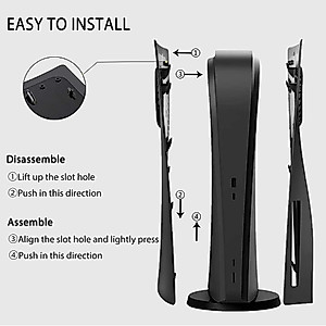 Faceplate for PS5 with Cooling Vent Face Plate Console Cover for Disc Edition DOBEWINGDELOU Replacement Side Plate Shell Accessories Hard Shockproof Anti-Scratch Dustproof ABS Case Black