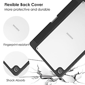 KuRoKo Galaxy Tab S6 lite 10.4 2022/2020/2024 Sleep Case with Pen Holder Ultra Slim Lightweight Shockproof Cover with Clear Transparent Back Shell for Galaxy Tab S6 lite 10.4-Black