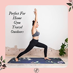 June & Juniper Travel Yoga Mat Foldable Lightweight - Thin Light Non-Slip Travel Yoga Mat Eco (Secret Garden)