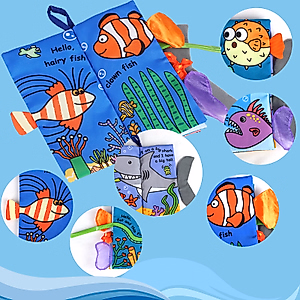 Magic4U 2PCS Jungle & Ocean Tails Crinkle Baby Books for 0-3 Years Old Newborn Toys, Black and White High Contrast Sensory Baby Toys Baby Soft Book for Early Education (Ocean + Jungle)