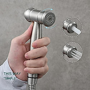 BINCAVIDOU Handheld Toilet Bidet Tap Wall Hot Water Faucet Spray Kit 2 Functions Portable Single Handle Concealed Fabric Diaper Shower Accessories,Black