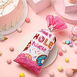 Jetec 100 Pcs Donut Candy Bags Donut Grow up Party Supplies Donut Cellophane Bags Gift Treat Bag Goodie Bags with Ties Two Sweet Donut Theme Birthday Party Decorations