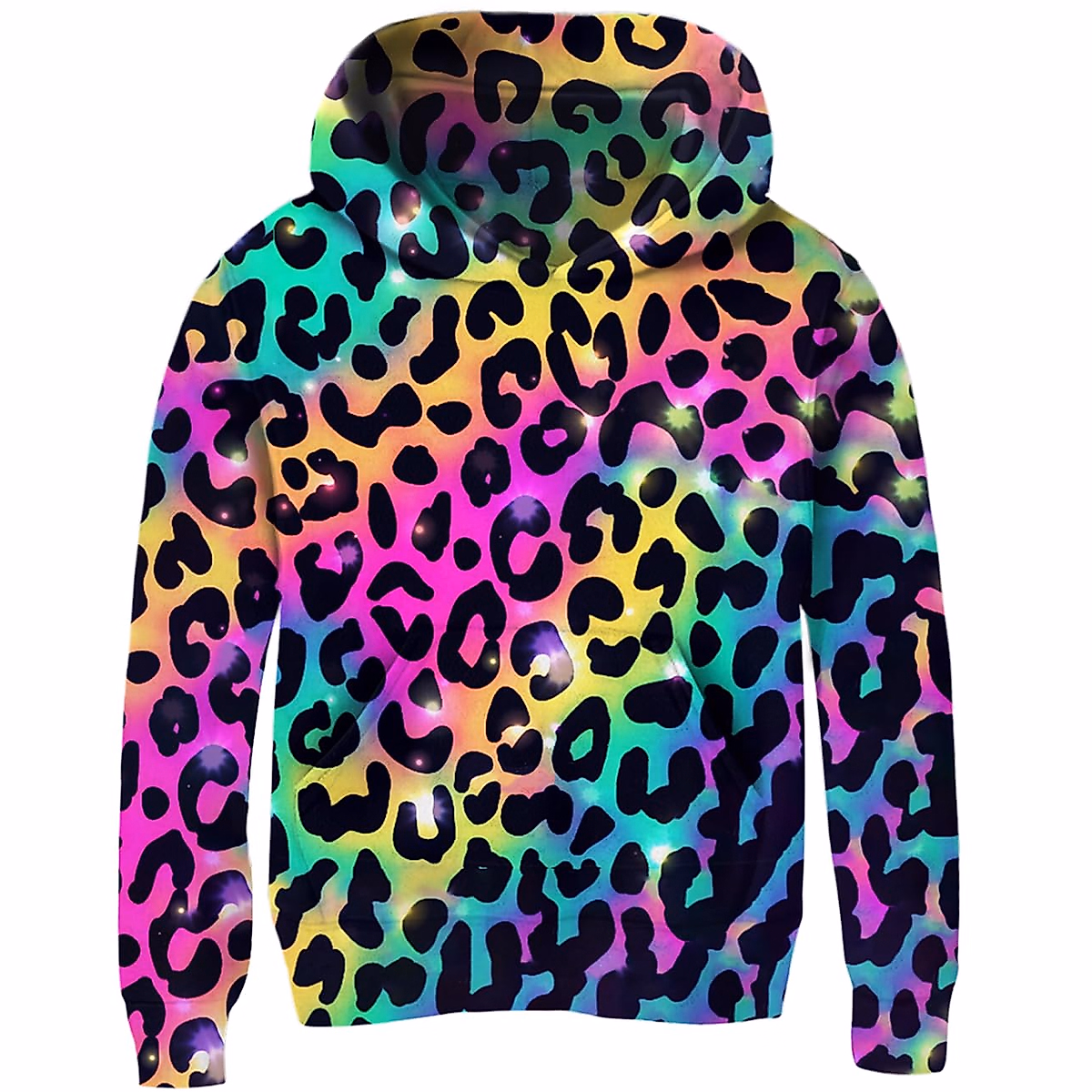 uideazone Teens Girls Hooded Sweatshirt Size 7 3D Print Colorful cheetah Leopard Hoodies Fashion Long Sleeve Hoody Pullover Sweatsuit for School 6-8 Years