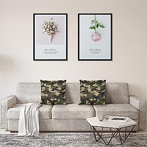 DOHOATU Pillow Covers 16x16 Set of 2, Camouflage Green Decorative Throw Pillow Covers Camo Print Pillowcase Farmhouse Cushion Cases for Sofa Couch Outdoor Home Decorations