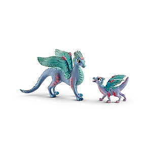 Schleich Bayala Toys and Figurines - Flying Flower Mother and Small Baby Dragon, Action Figure Kid Toys and Dolls, Girls and Boys Ages 5 and Above , 2 Piece Set