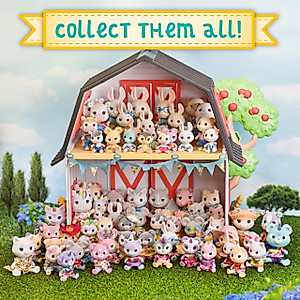 Honey Bee Acres The McScampers Rabbit Family, 4 Mini Flocked Doll Play Figures, Bunny Collectibles, Pretend Play Toys for Kids, Valentines, Easter Basket, Birthday Gift for Girls 3+