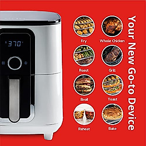 Aria Air Fryers Teflon-Free 7 Qt. Premium Ceramic Air Fryer with Recipe Book, White (CFW-907)