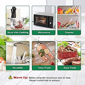 Vacuum Sealer Bags 6" x 8" 100 Pcs Vacuum Seal Bags for Food Heavy Duty Puncture Prevention, Boilsafe to 280°F Freezable, BPA Free, Reuseable, Commercial Grade Fit Sous Vide Vacuum Sealer PreCut Bags