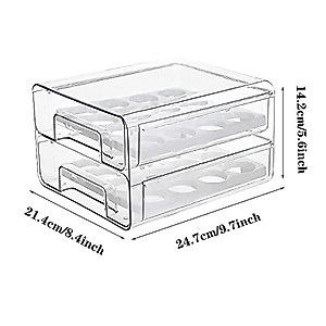 Egg Holder for Refrigerator 32 Grid Egg Basket Double Layer Egg Storage with Lids Multifunctional Food Organizer Reusable Fruit Vegetables Meal Fresh Container (Egg Container)