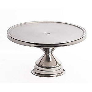eHomeA2Z Stainless Steel Round Cake Stand 13" Inch Dessert Stand Reusable Birthday Wedding New Year Decoration (Tall Base)