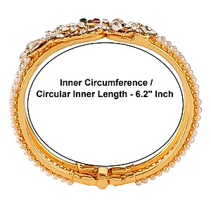 Efulgenz Rakshabandhan Indian Bangles for Women Women's Bangle Bracelets Fashion Jewelry Indian Bollywood Faux Pearl Kundan Rhinestone Peacock Hinge Open able Cuff Bracelet Bangle