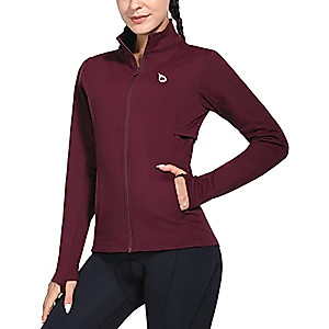 baleaf Women's Fleece Running Jacket Water Resistant Full Zip Winter Cold Weather Gear Thermal Cycling Workout Jackets Wine Red XL
