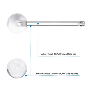 CrazyPiercing Transparent Acrylic Ball and Stainless Steel Bar Tongue ring 14G or Nipple Ring