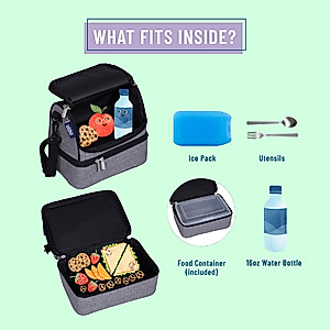 Wildkin Two Compartment Insulated Lunch Bag for Kids – School & Travel Ready - Gray Tweed