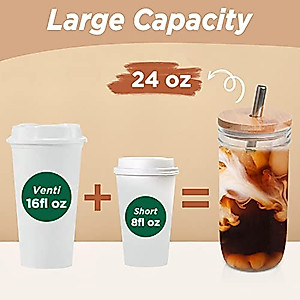 MCleanPin Iced Coffee Cups,Reusable Boba Tea Cups with Lids and Straws,4PACK 16oz Drinking Glass Tumblers for Coffee,Tea,Juice