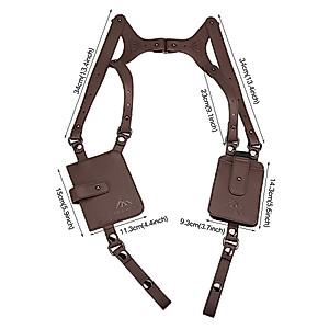 Anti-Theft Hidden Underarm Strap Wallet Phone Holster Bag Leisure PU Leather Shoulder Pouch Double Shoulder Pocket Sport Vest Outdoors (Coffee)