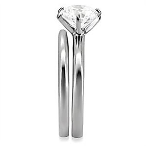 Lanyjewelry 7mm Brilliant Cut CZ Solitaire Stainless Steel Wedding Ring Set-5