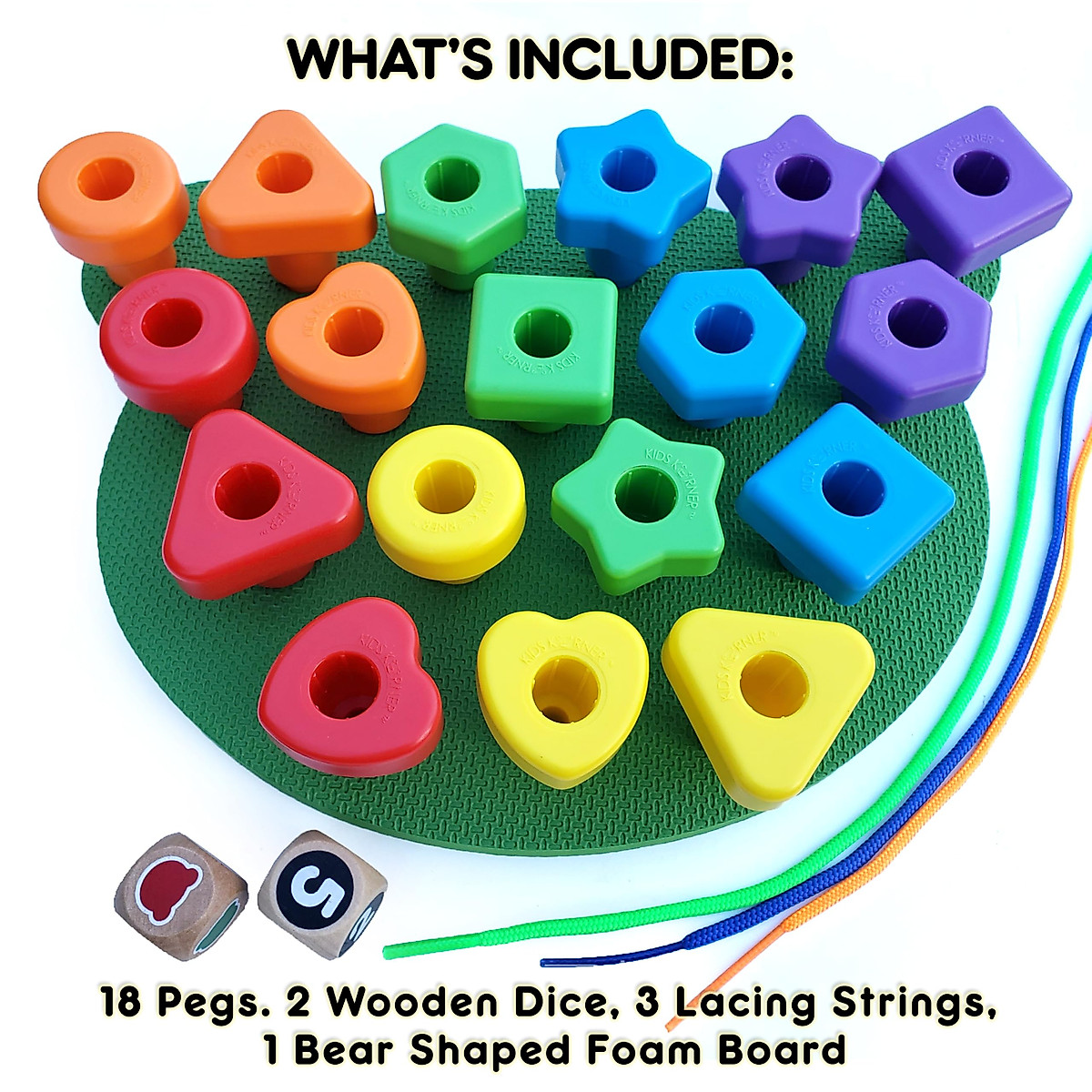 KIDS KORNER New & Improved Jumbo Shapes Pegboard Toddler Game Set - Educational Stacking Sensory Toys, Peg Math Manipulatives with Learning Activities eBook