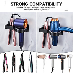 Hair Dryer Holder Blow Dryer Holder Wall Mounted, Adhesive Hair Straightener Holder, Hair Tool Organizer for Curling Iron Holder, Stainless Steel Hairdryer Holder Storage Organizer for Bathroom