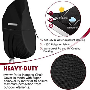ODSPTER Patio Hanging Egg Chair Cover 420d Durable Lightweight Waterproof Egg Swing Chair Cover with Drawstring Garden Furniture Protector