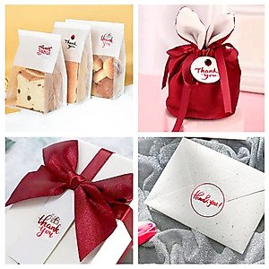 Bokinyoung Thank You Stickers Roll 500 PCS Round Red Glossy Foil Seal Stickers 1.5 Inch Thank You Labels for Business 4 Designs