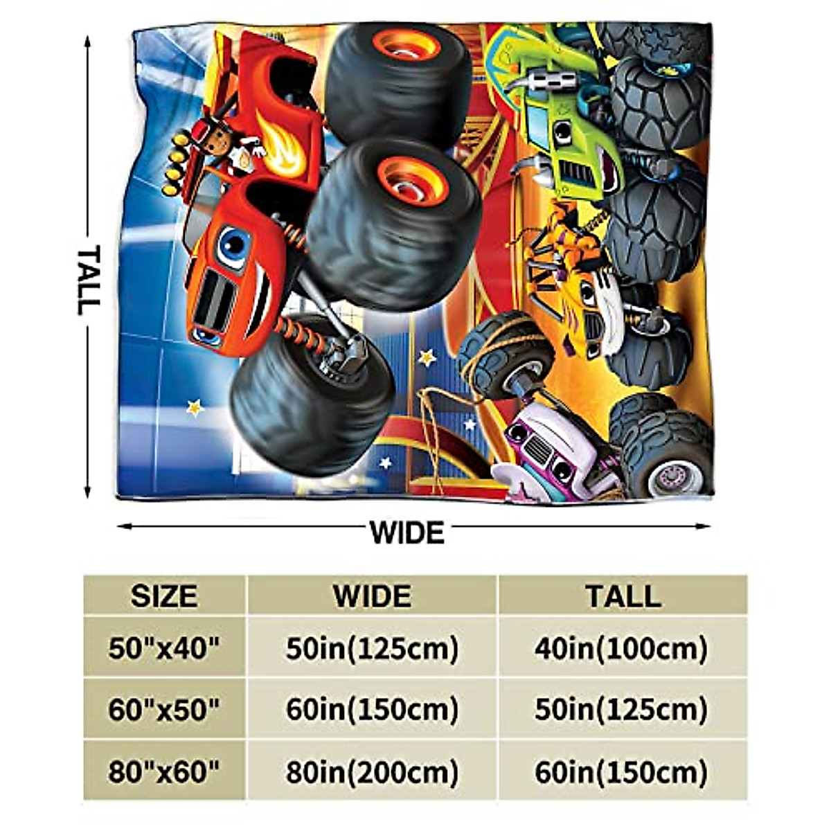 Monster Car Design Blanket Monster Printed Blanket 50x60 Winter Ultra-Soft Micro Warm Bedroom Flannel Throw Blankets Best Birthday…