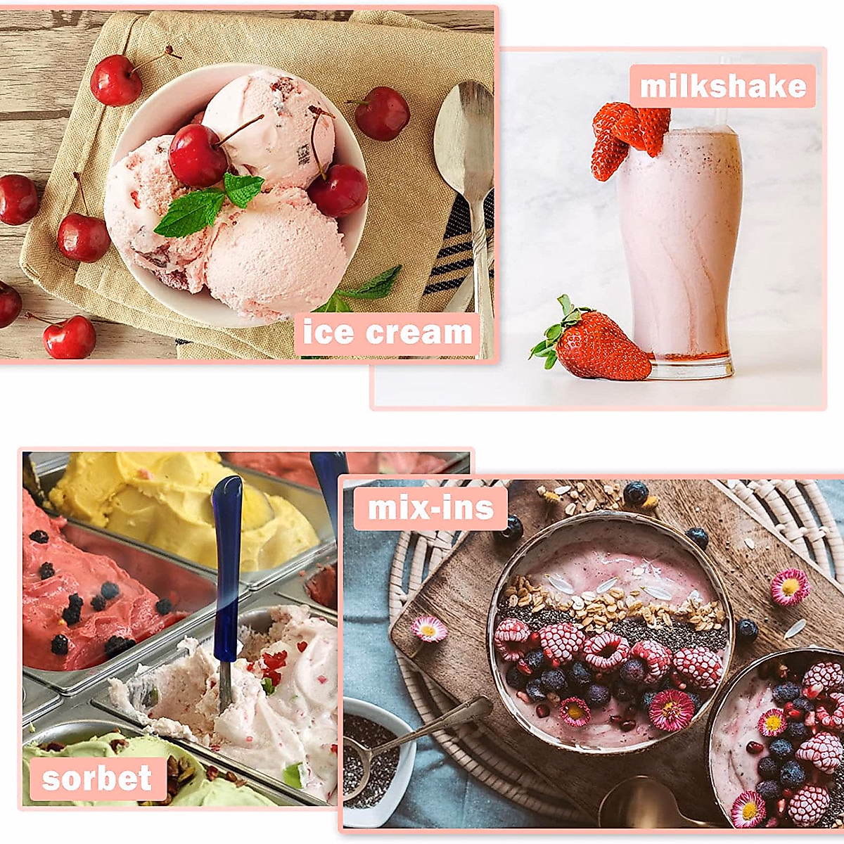 EVANEM 2/4/6PCS Creami Deluxe Pints, for Ninja Creami Deluxe Pints,16 OZ Creami Deluxe Safe and Leak Proof for NC301 NC300 NC299AM Series Ice Cream Maker,Pink+Green-2PCS