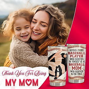 34HD Mothers Day Gifts for Mom, Baseball Mom Tumbler with Lid, 20oz Vacuum Insulated Baseball Coffee Mug Sport, Cool Birthday Softball Gifts for Mama from Son, Husband