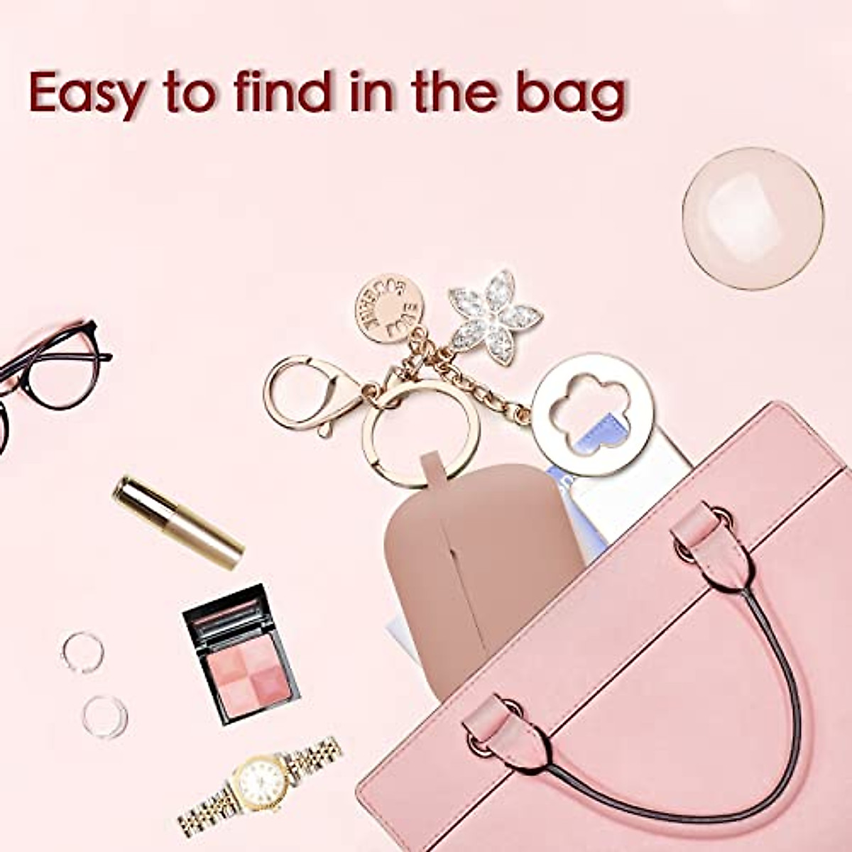 OLEBAND Airpods Pro 2nd Generation(2022) Case with Cute Bling Keychain,Silione Protective and Anti-Slip Cover for Apple Airpod Pro 2 Case,LED Visible,for Women and Girls,Milk Tea