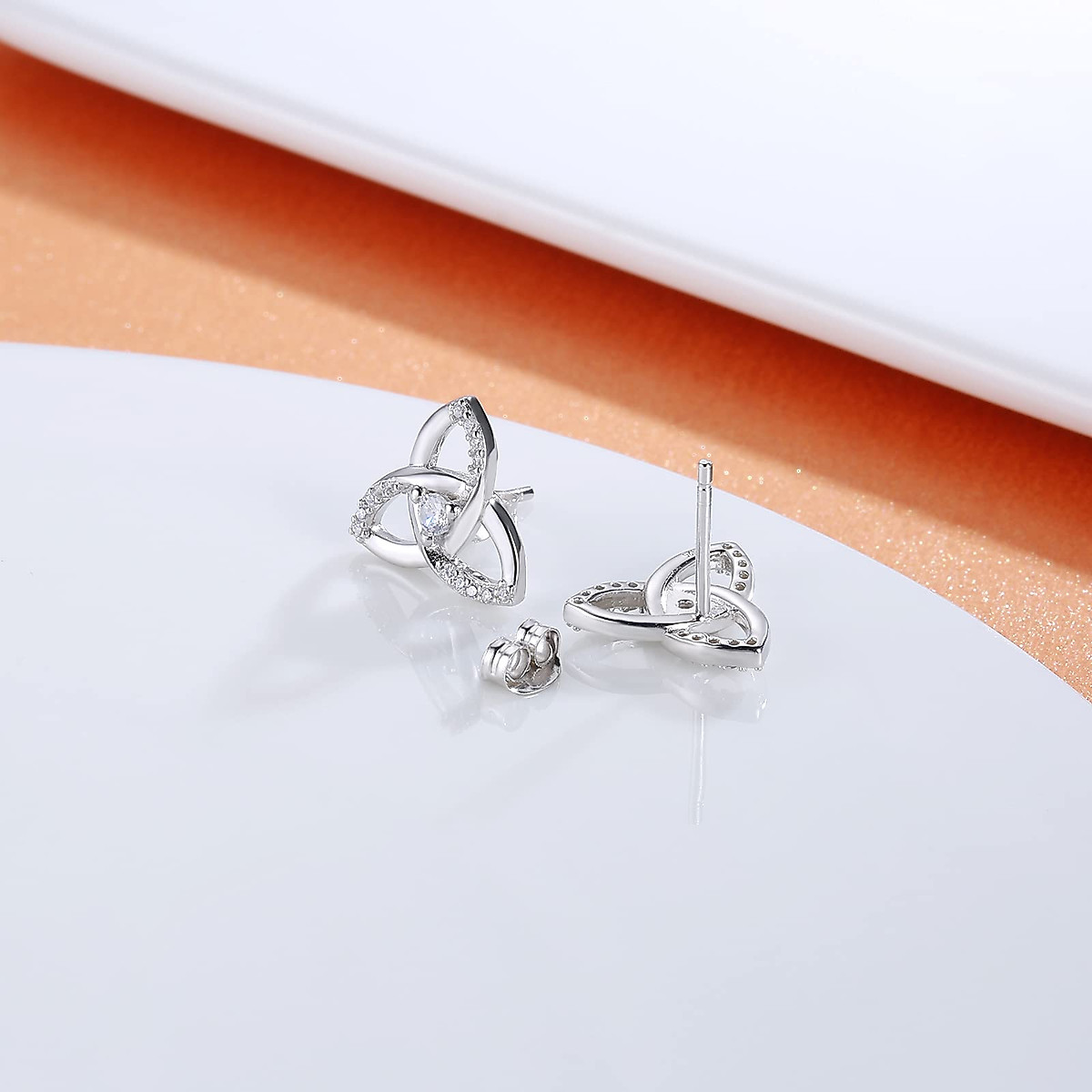 Irish Celtic Knot Stud Earrings 925 Sterling Silver Triquetra Jewelry Gifts for Women