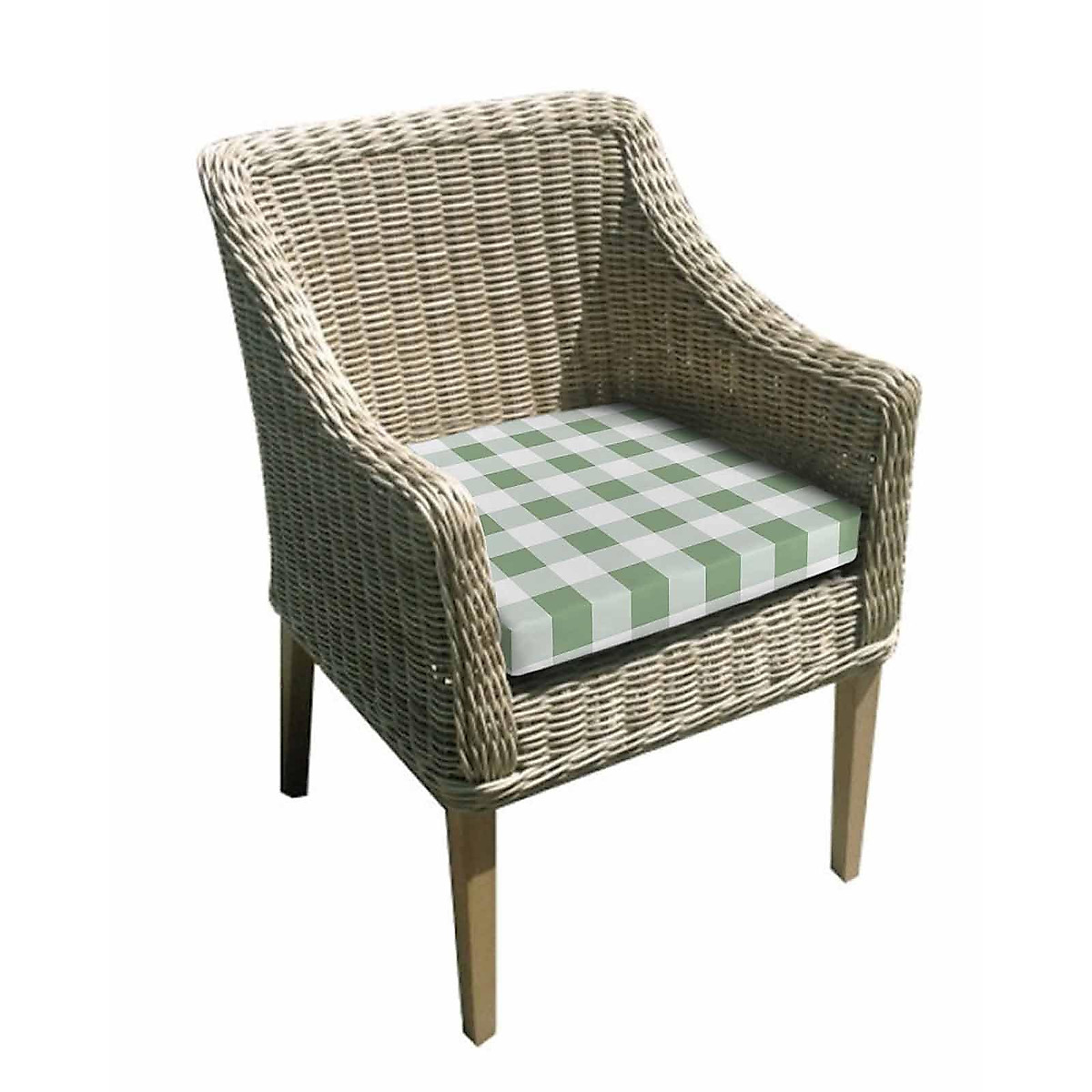 Onekaccu 2 Pack Indoor/Outdoor Seat Cushion Cover, Sage Green Cushion Seat Cover Waterproof Chair Cushion Slipcovers Pad with Ties for Patio Garden Spring Summer Buffalo Plaid 24Lx24W