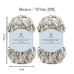 2PK Rabbit Faux Fur Yarn, Chunky Fluffy for Knit and Crochet, Perfect for Toys, 200g, 130m (Brown/White)