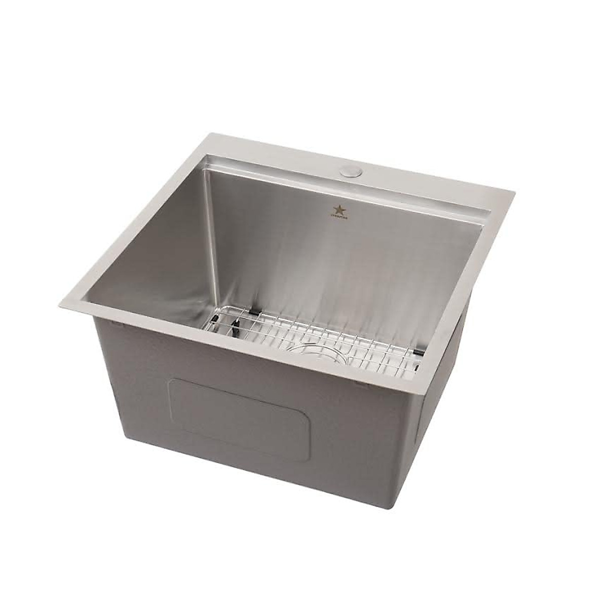 STARSTAR Workstation Ledge Top Mount/Drop-in 304 Stainless Steel Luxury Single Bowl For Kitchen,Yard, Office, Bar, Laundry Sink (22 x 22)