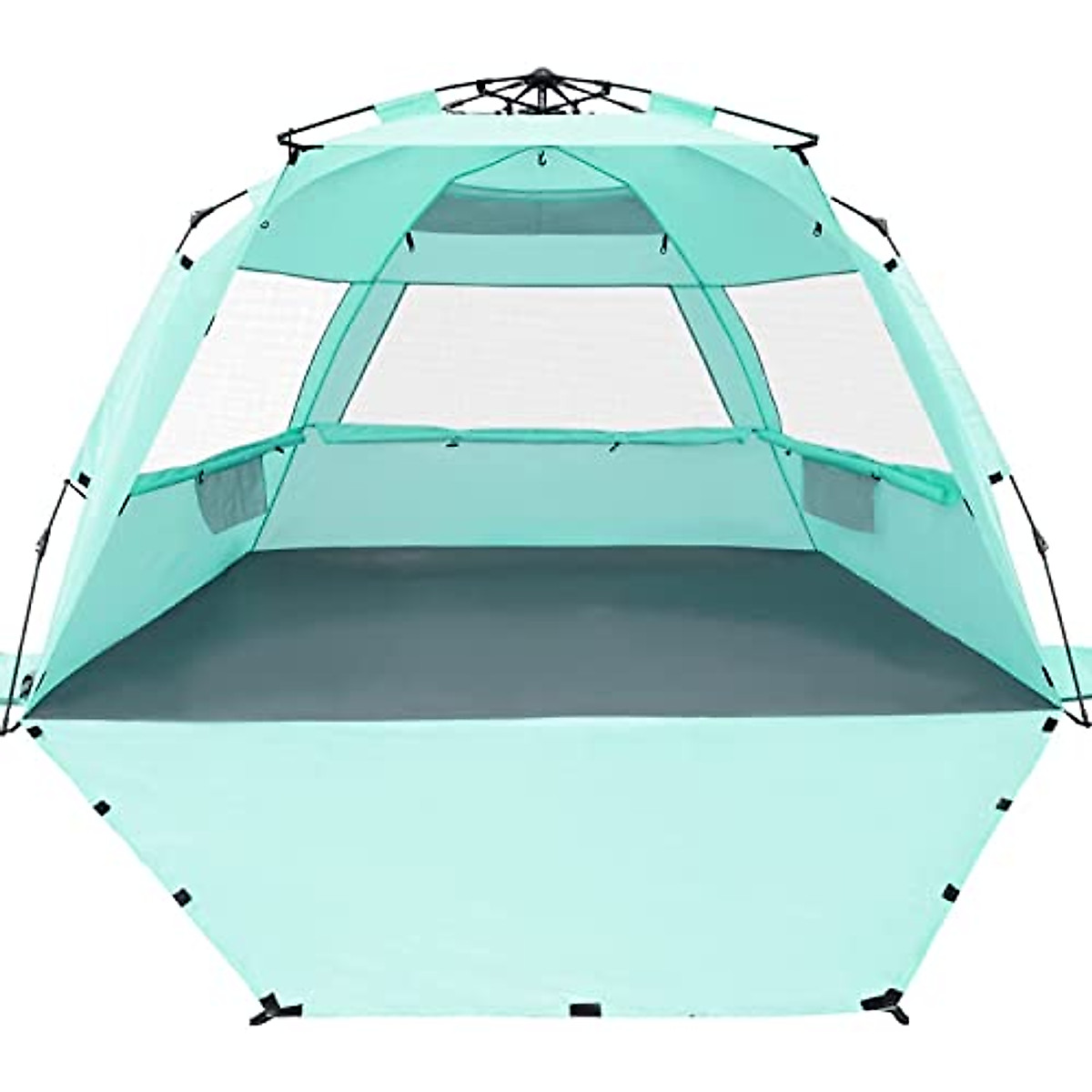 KO-ON Pop Up Beach Tent for 4 Person, Easy Setup and Portable Beach Shade Sun Shelter Canopy with UPF 50+ UV Protection, Extendable Floor with 3 Ventilating Windows Plus Carrying Bag