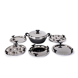Vinod Multi Kadhai (Hard Anodized) - Idli Maker, Dhokla Maker, 26 cm Kadai