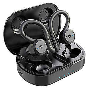APEKX Sport in-Ear TWS Headphone True Wireless Bluetooth 5.1 Sports Earphone, IPX7 Waterproof Stereo Sound, Built-in Mic Earphones for Sports Gym Workouts(Black)