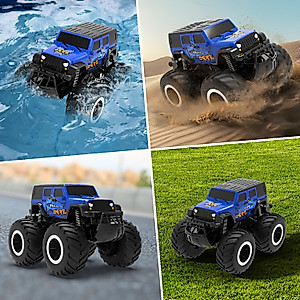 STEMTRON Amphibious Remote Control Car Toys for Boys 2.4GHz 1:16 All Terrain Off-Road RC Car Waterproof RC Monster Truck Kids Pool Toys Remote Control Boat Gifts for Kids Boys