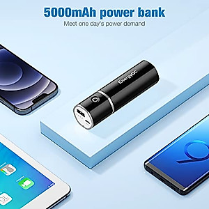EnergyQC Slim 2 Portable Charger,Ultra-Compact 5000mAh Power Bank External Battery Compatible with iPhone,Samsung Galaxy,Airpods and More-Black